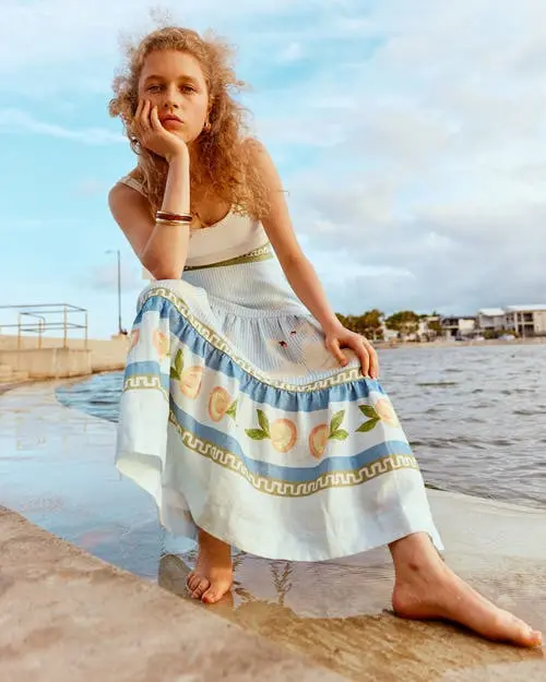 SMWR. BY THE SOMEWHERE CO Swan Lake Tiered Maxi Skirt