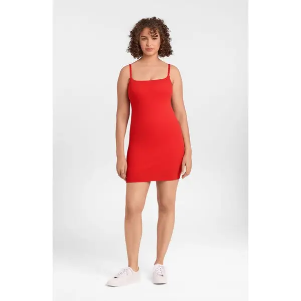 S3 APPAREL Sculpting Ribbed Scoop Neck Mini Dress - Scarlet Rib
