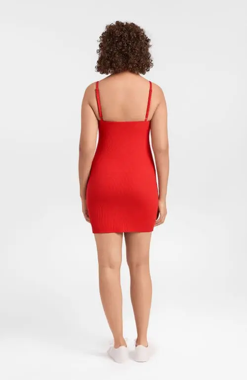 S3 APPAREL Sculpting Ribbed Scoop Neck Mini Dress - Scarlet Rib