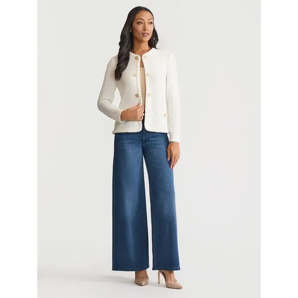 Misook Relaxed Lightweight Tweed Knit Jacket