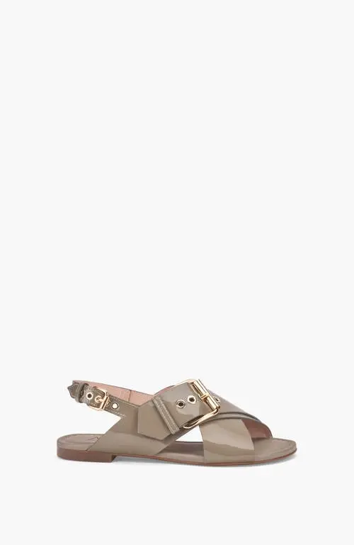 Agl Criss Cross Sandal - Khaki Patent