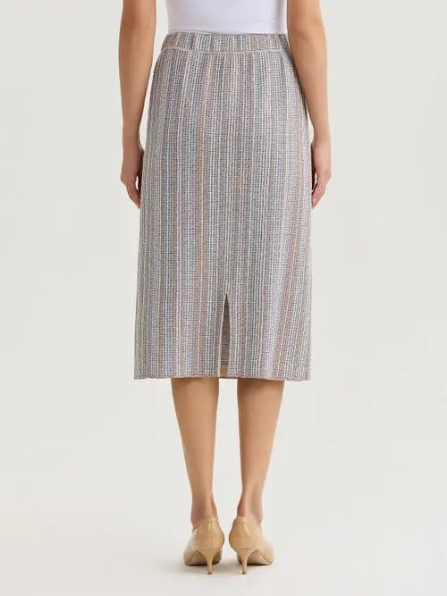 Misook Knit Straight Midi Skirt - Biscotti/powder Blue