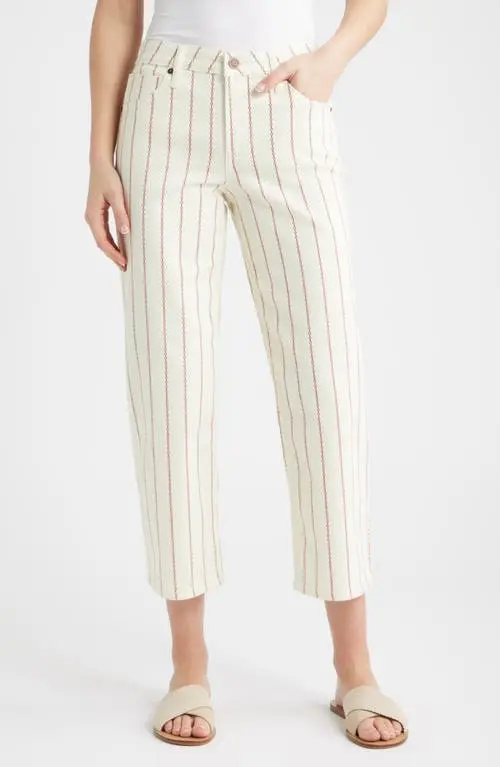 CITY BLUES Stripe Crop Straight Leg Jeans