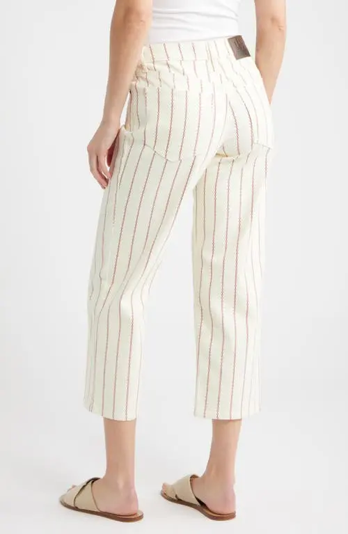 CITY BLUES Stripe Crop Straight Leg Jeans