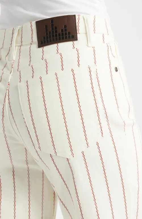 CITY BLUES Stripe Crop Straight Leg Jeans