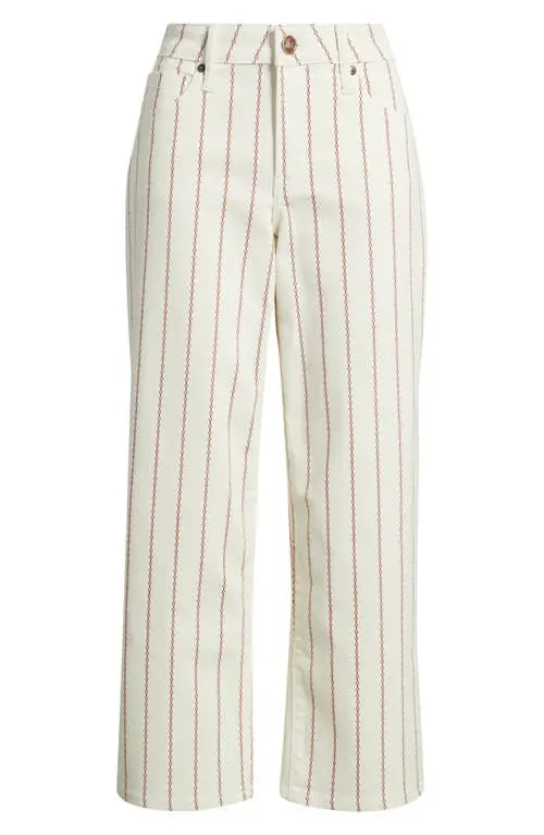 CITY BLUES Stripe Crop Straight Leg Jeans