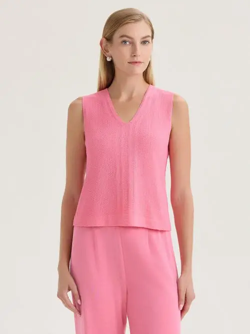 Misook V-neck Pointelle Knit Tank