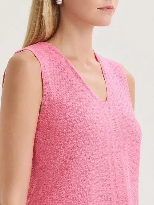 Misook V-neck Pointelle Knit Tank