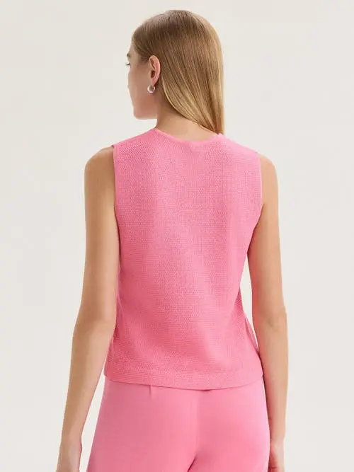 Misook V-neck Pointelle Knit Tank