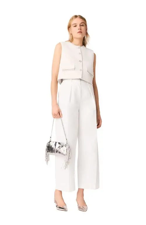 Maje High Waisted Wide-leg Trousers - White
