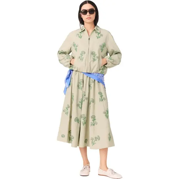 Maje Embroidered Technical Bomber Jacket - Beige