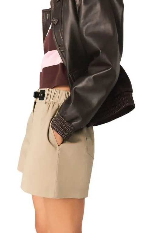 Maje Cotton Straight-leg Shorts With Belt