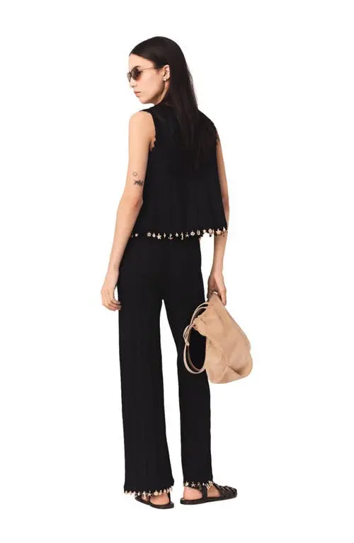 Maje Jeweled Knit Trousers
