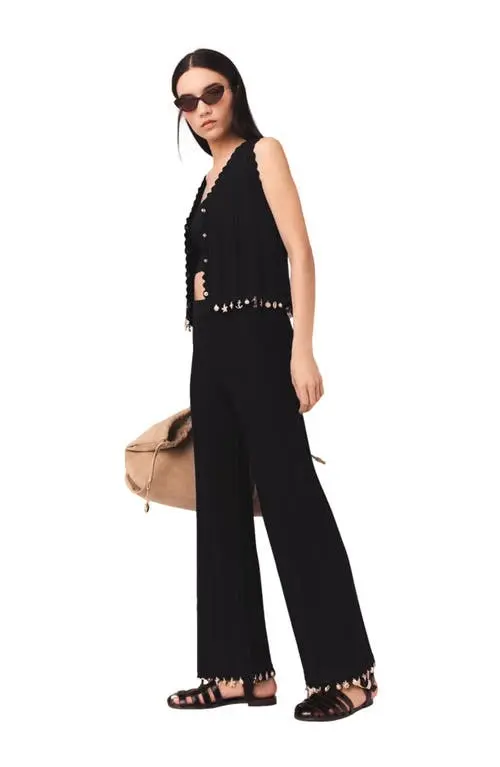 Maje Jeweled Knit Trousers