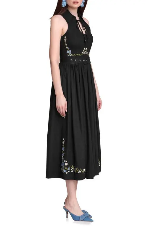 Avec Les Filles Placed Floral Embroidery Dress