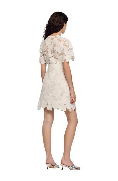 Sandro Floral Guipure Lace Mini Dress - White