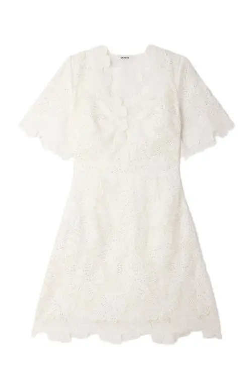 Sandro Floral Guipure Lace Mini Dress - White