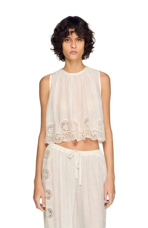 Sandro Crepon Crop Top