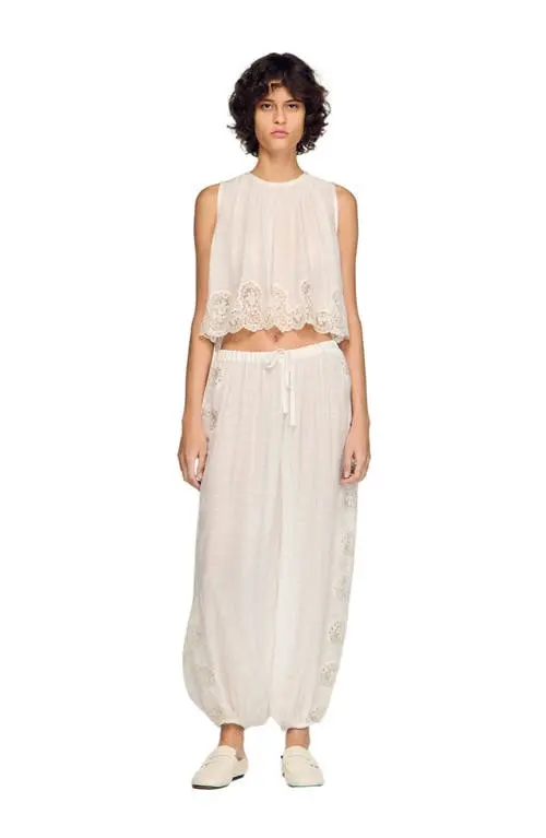 Sandro Crepon Crop Top