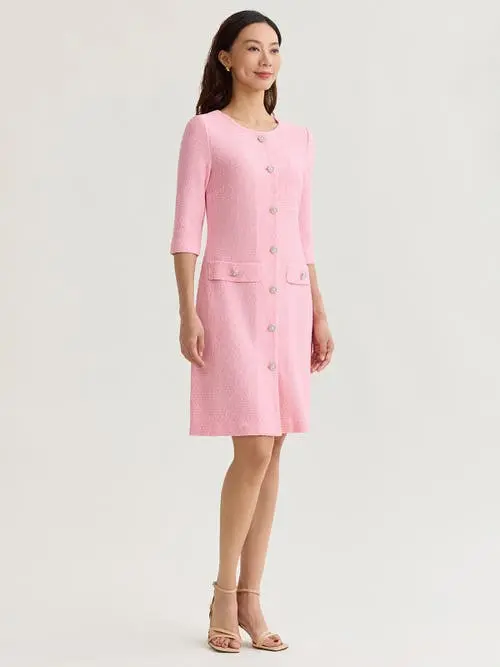 Misook Tweed Knit Sheath Dress - Pink