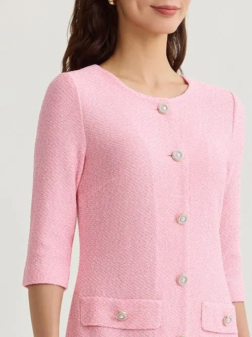 Misook Tweed Knit Sheath Dress - Pink