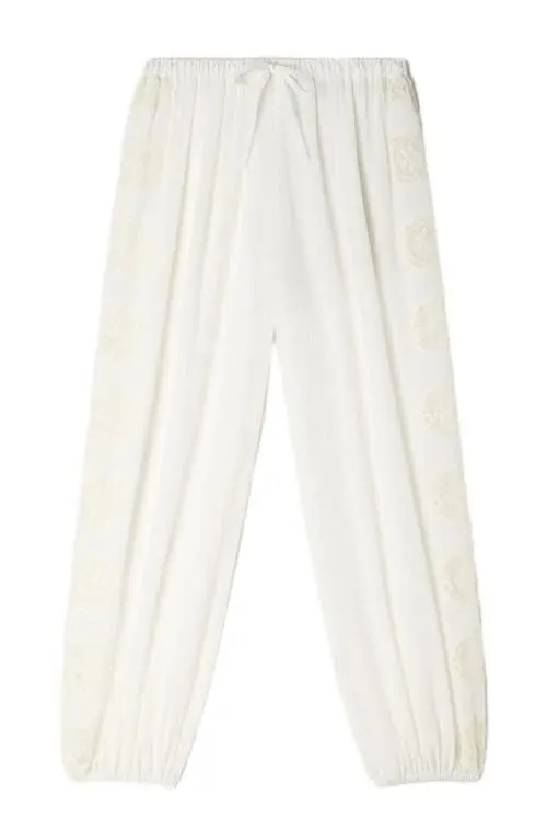 Sandro Crinkled Wide-leg Trousers With Lace - White