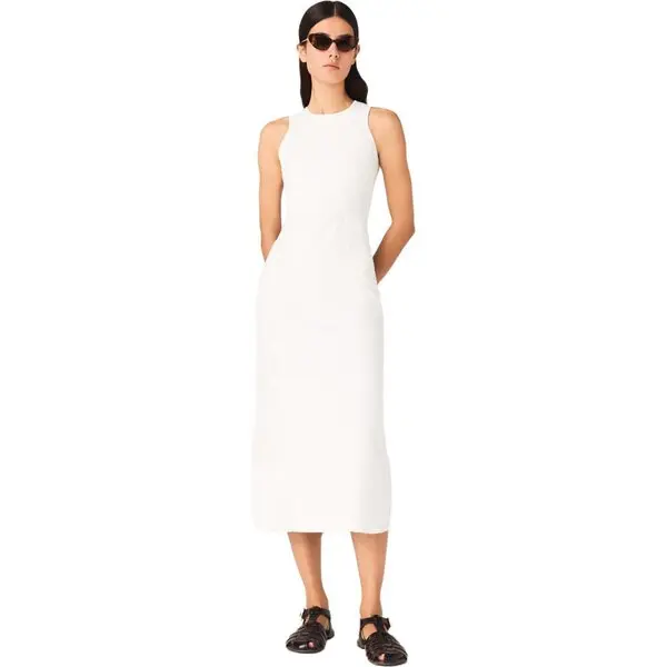 Maje Beaded Floral Embroidered Dress - White