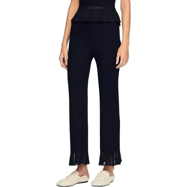 Sandro Ruffled Knit Trousers