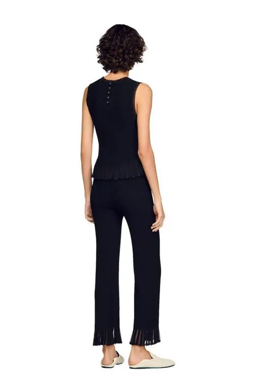Sandro Ruffled Knit Trousers