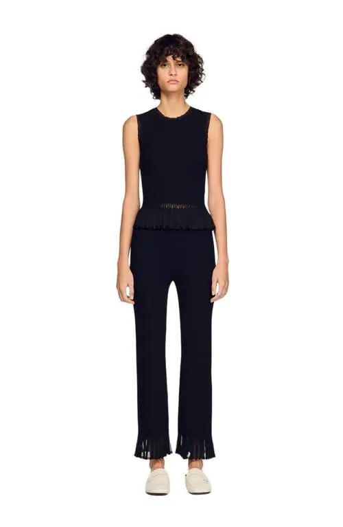 Sandro Ruffled Knit Trousers