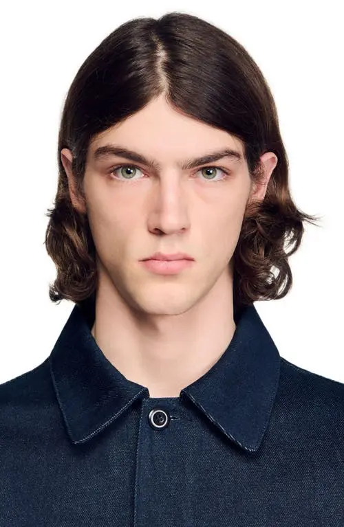 Sandro Denim Worker Jacket - Navy Blue