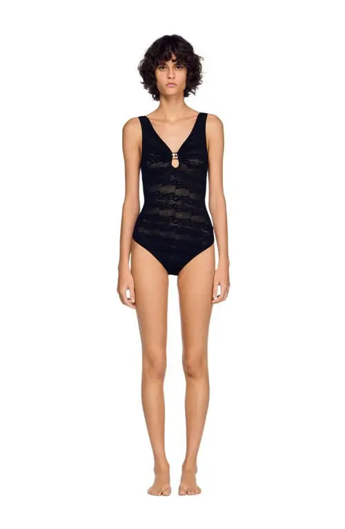 Sandro Jewellery Detail Knit Leotard