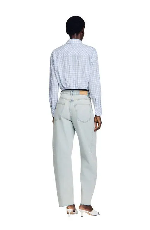 Sandro Faded Barrel Cotton Jeans - Sky Blue