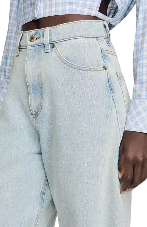 Sandro Faded Barrel Cotton Jeans - Sky Blue