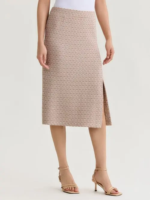 Misook Tonal Tweed Straight Knit Skirt