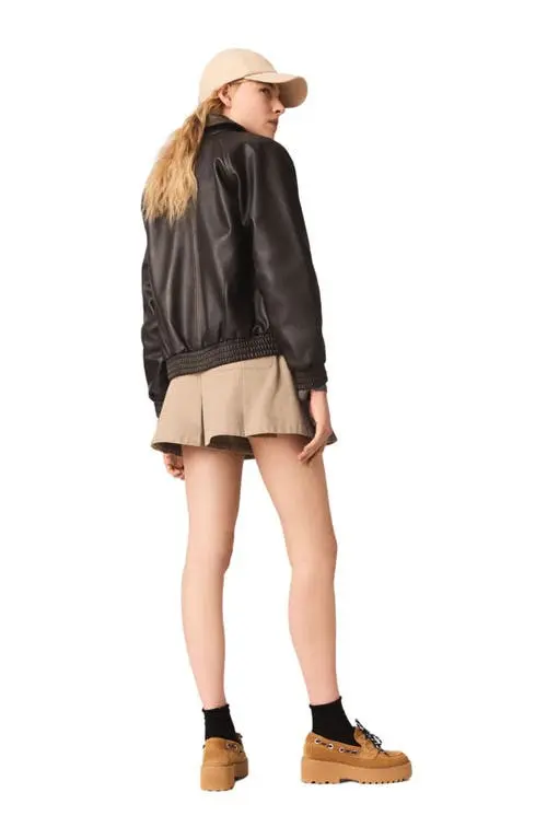 Maje Cropped Leather Aviator Jacket