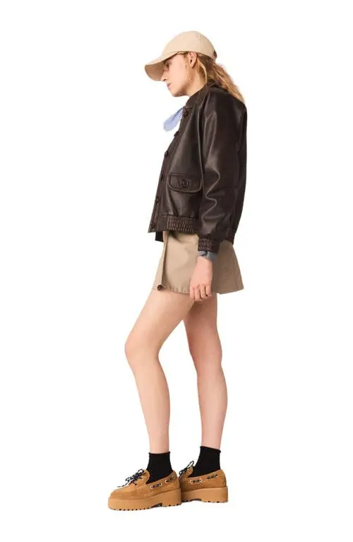 Maje Cropped Leather Aviator Jacket
