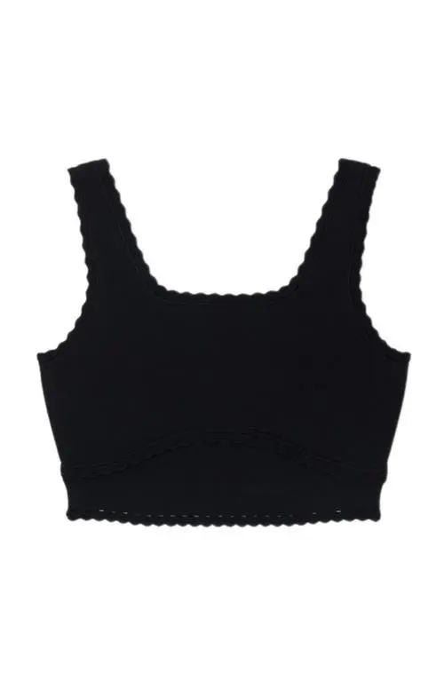 Sandro Cropped Decorative Knit Sweater - Black