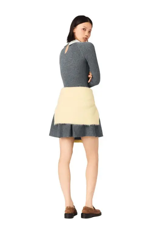 Maje Beaded-collar Knit Dress - Grey