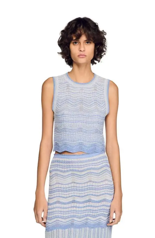 Sandro Sleeveless Crop Top - Sky Blue