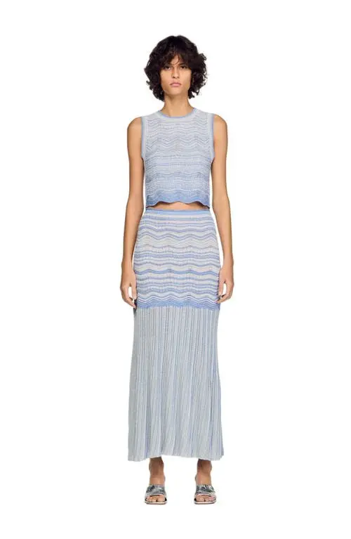 Sandro Sleeveless Crop Top - Sky Blue