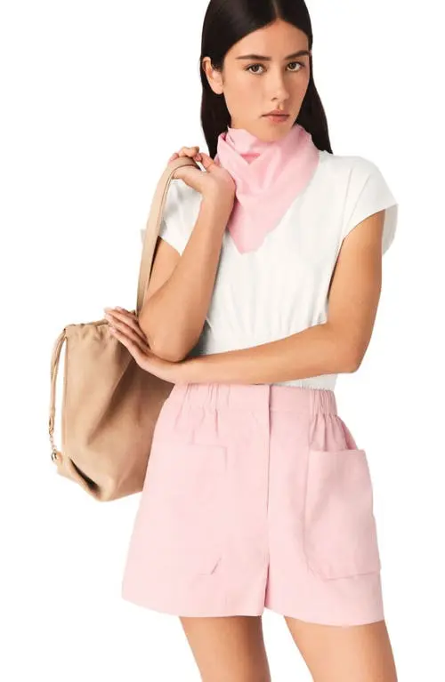 Maje Cotton Shorts With Embroidered Back Detail - Pink