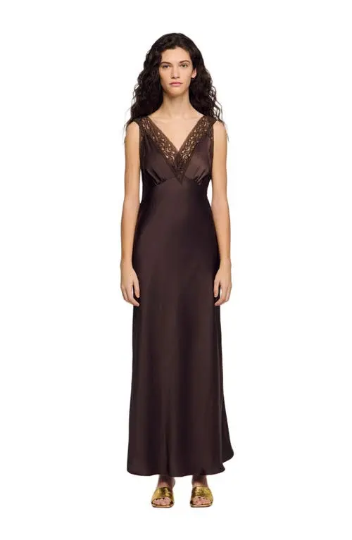 Sandro Lace Trim Maxi Dress