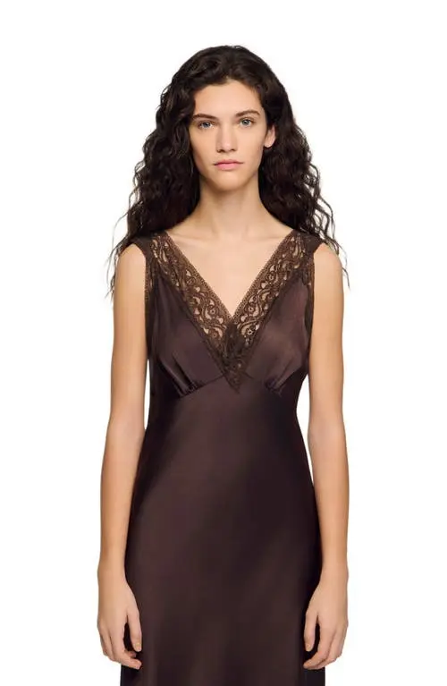 Sandro Lace Trim Maxi Dress