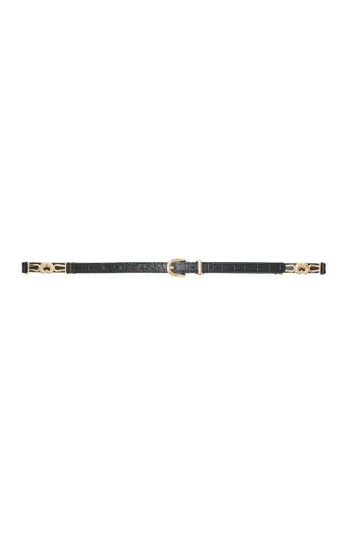 Maje Slim Croc-effect Leather Belt - Black