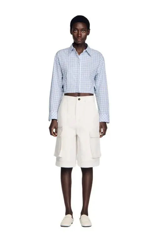 Sandro Wide-leg Cotton Bermuda Shorts - White