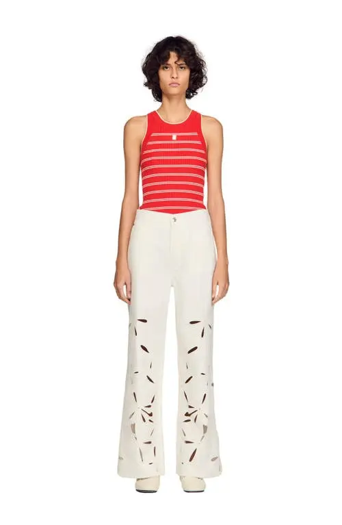 Sandro Wide-leg Embroidered Jeans