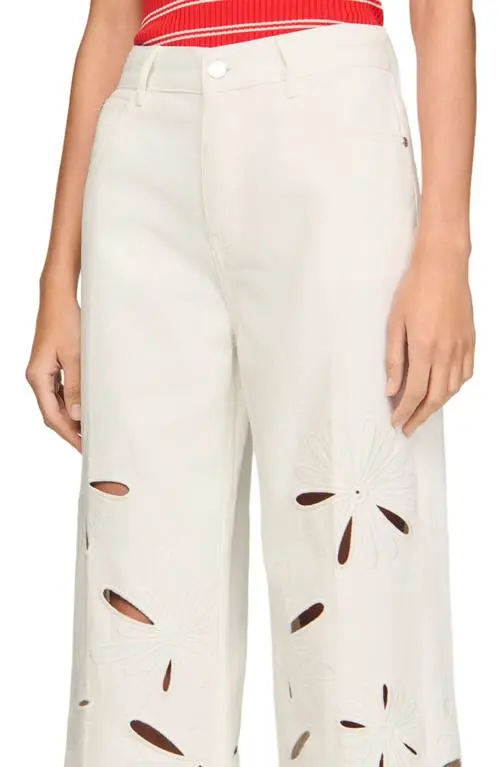Sandro Wide-leg Embroidered Jeans