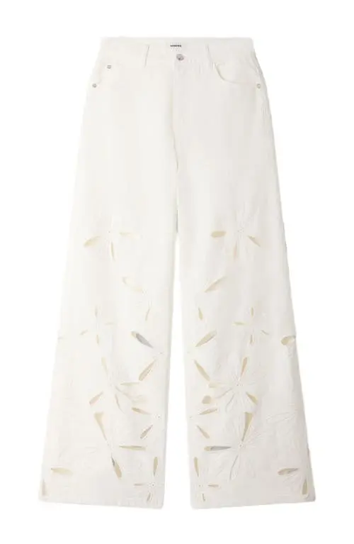 Sandro Wide-leg Embroidered Jeans