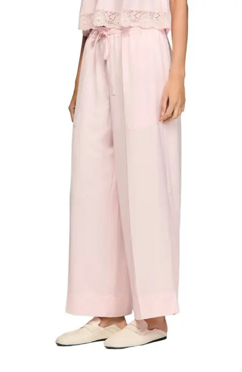 Sandro Satin-effect Wide-leg Trousers - Light Pink